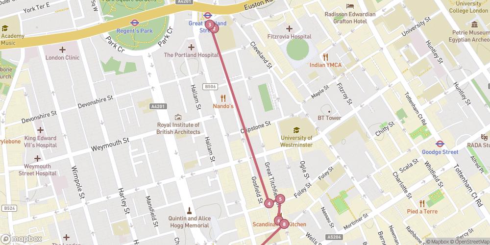 Walk Great Portland St to Oxford St - Go Jauntly